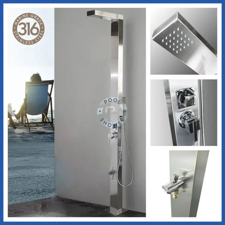 POOL SHOWER Windsor Silver or Black ADA 316 Marine Grade Stainless Ste ...
